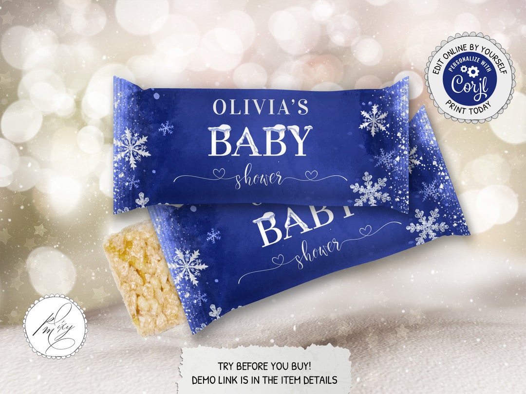 Editable Blue Snowflake Rice Krispies Wrapper Winter Snacks - Etsy