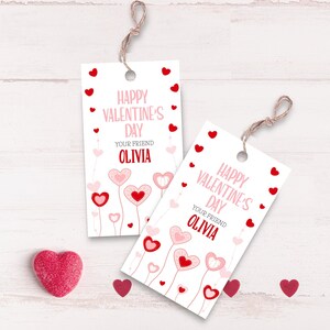 Editable Red Pink Hearts Happy Valentine's Day Gift Tag, Classroom ...