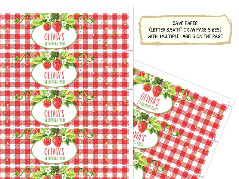 Strawberry Water Bottle Label Editable Template Strawberry - Etsy