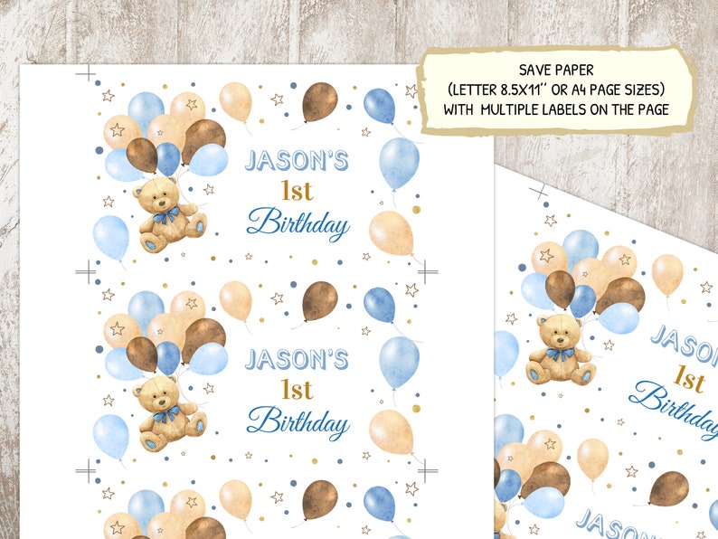 Editable Teddy Bear Gable Box Label Printable Teddy Bear Gift | Etsy