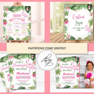 Editable Flamingo Birthday Bundle, Tropical Flamingo Any Age Birthday ...
