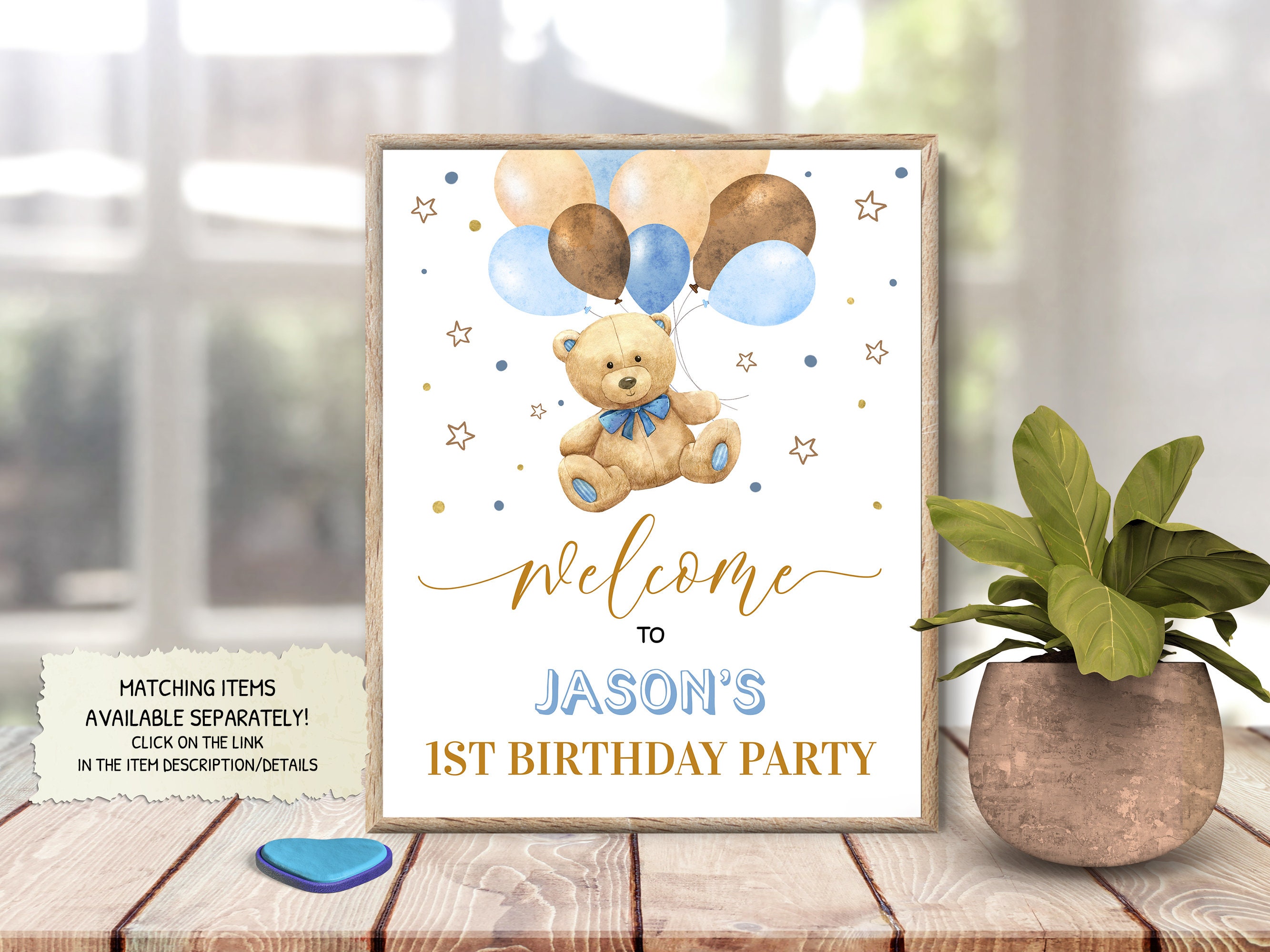 Teddy Bear Favor Tag Teddy Bear & Balloons Thank You Tag - Etsy