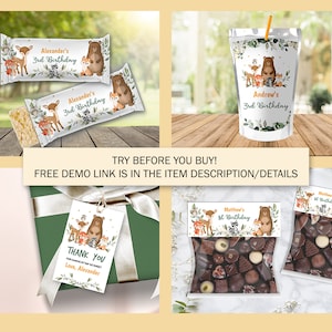 Editable Woodland Any Age Birthday Bundle Printable Forest - Etsy
