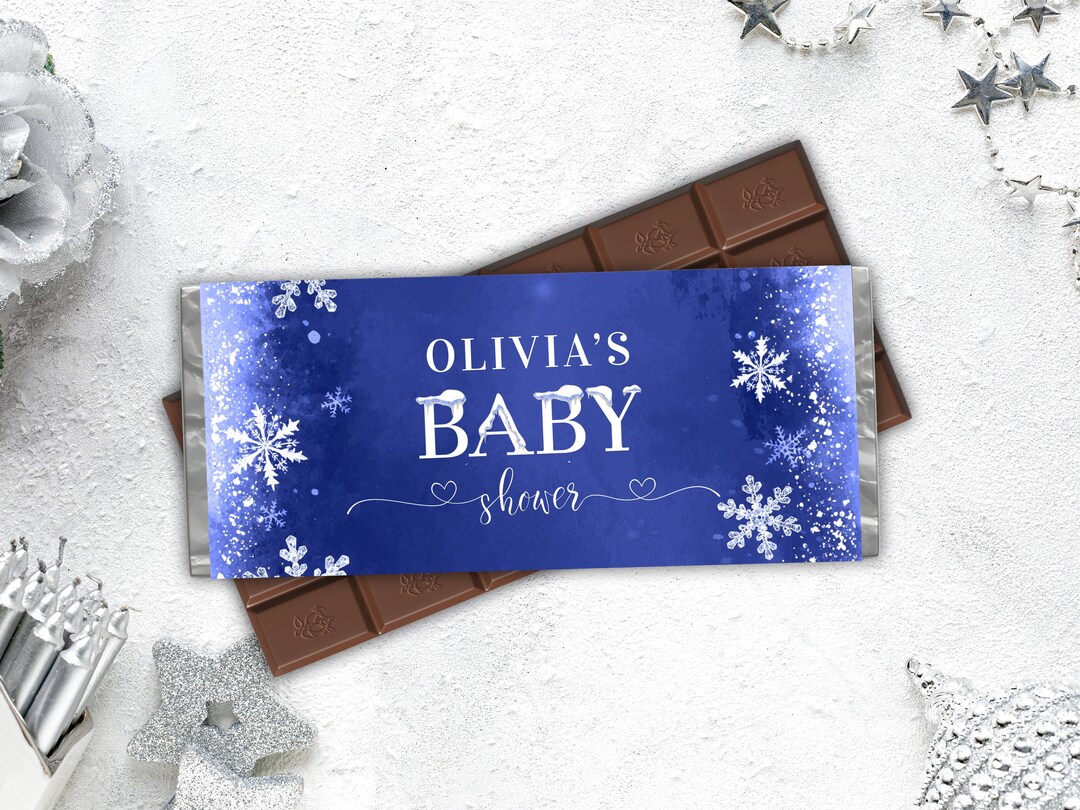 Editable Blue Snowflake Chocolate Bar Wrapper, Printable Winter Candy ...
