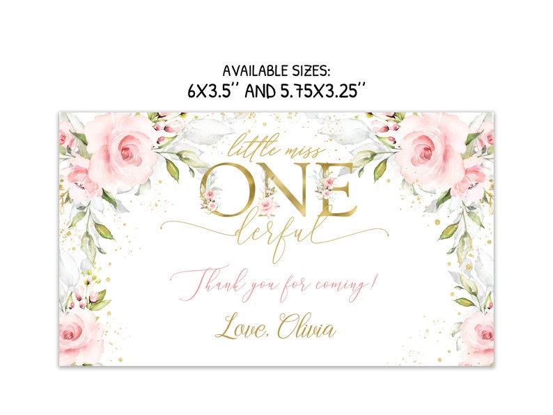 Editable Little Miss Onederful Gable Box Label Blush Pink | Etsy