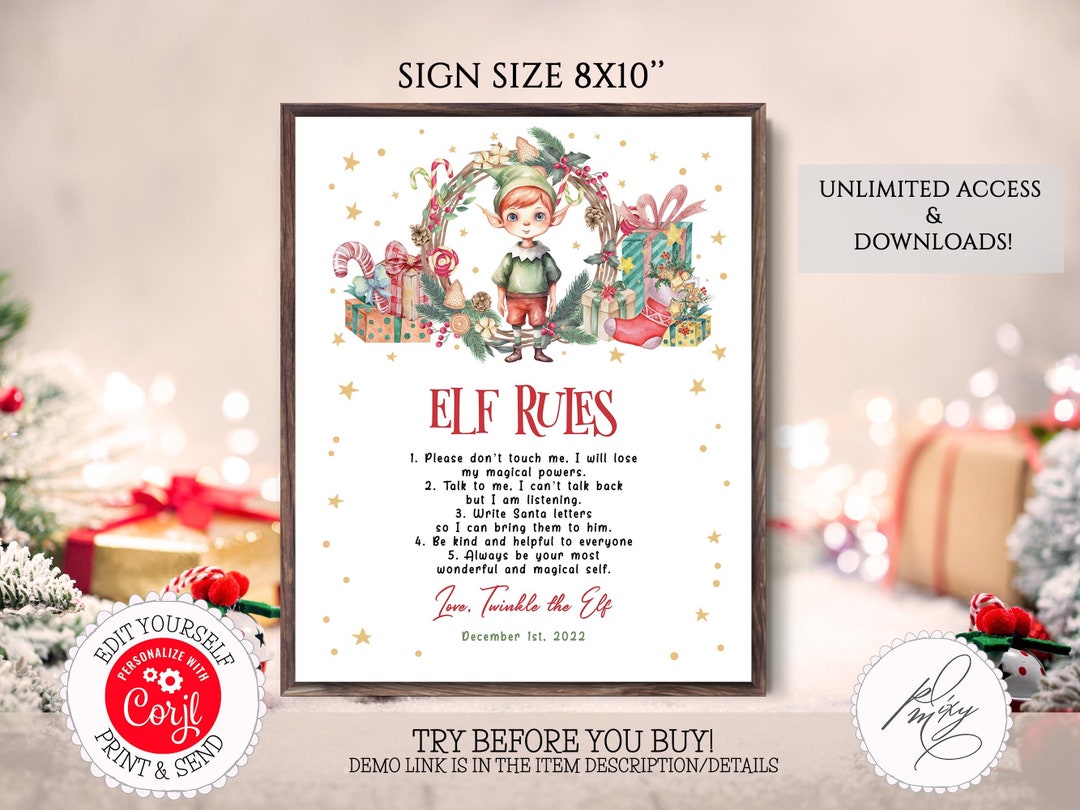 Editable Elf Rules Sign, Rules to Follow Elf Boy Christmas Printable ...