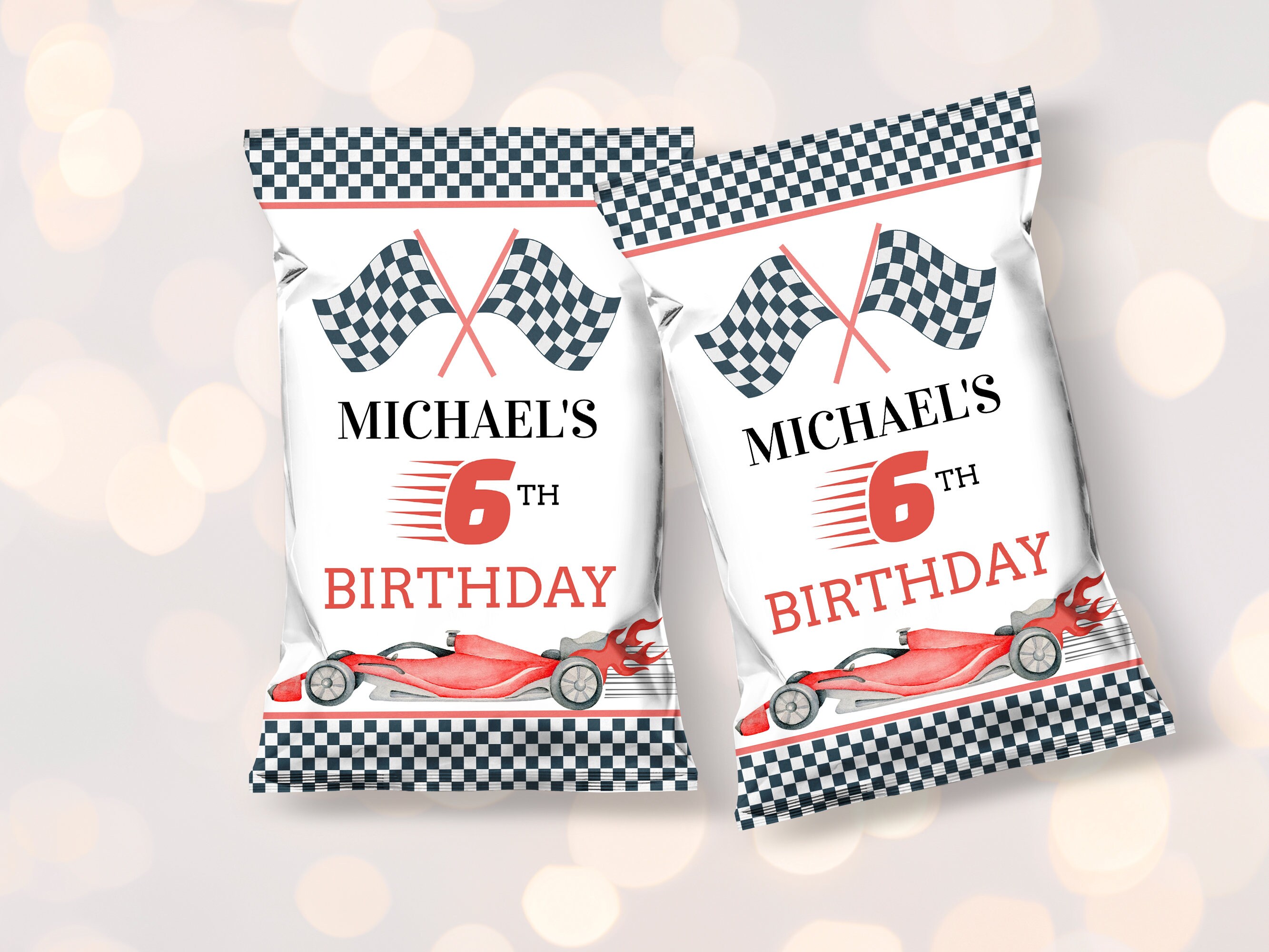 Editable Red Race Car Chip Bag Racing Car Snacks Treat Bag - Etsy Canada
