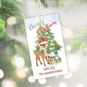 Editable Little Deer Christmas Gift Tag, Christmas Woodland Gift Tag ...