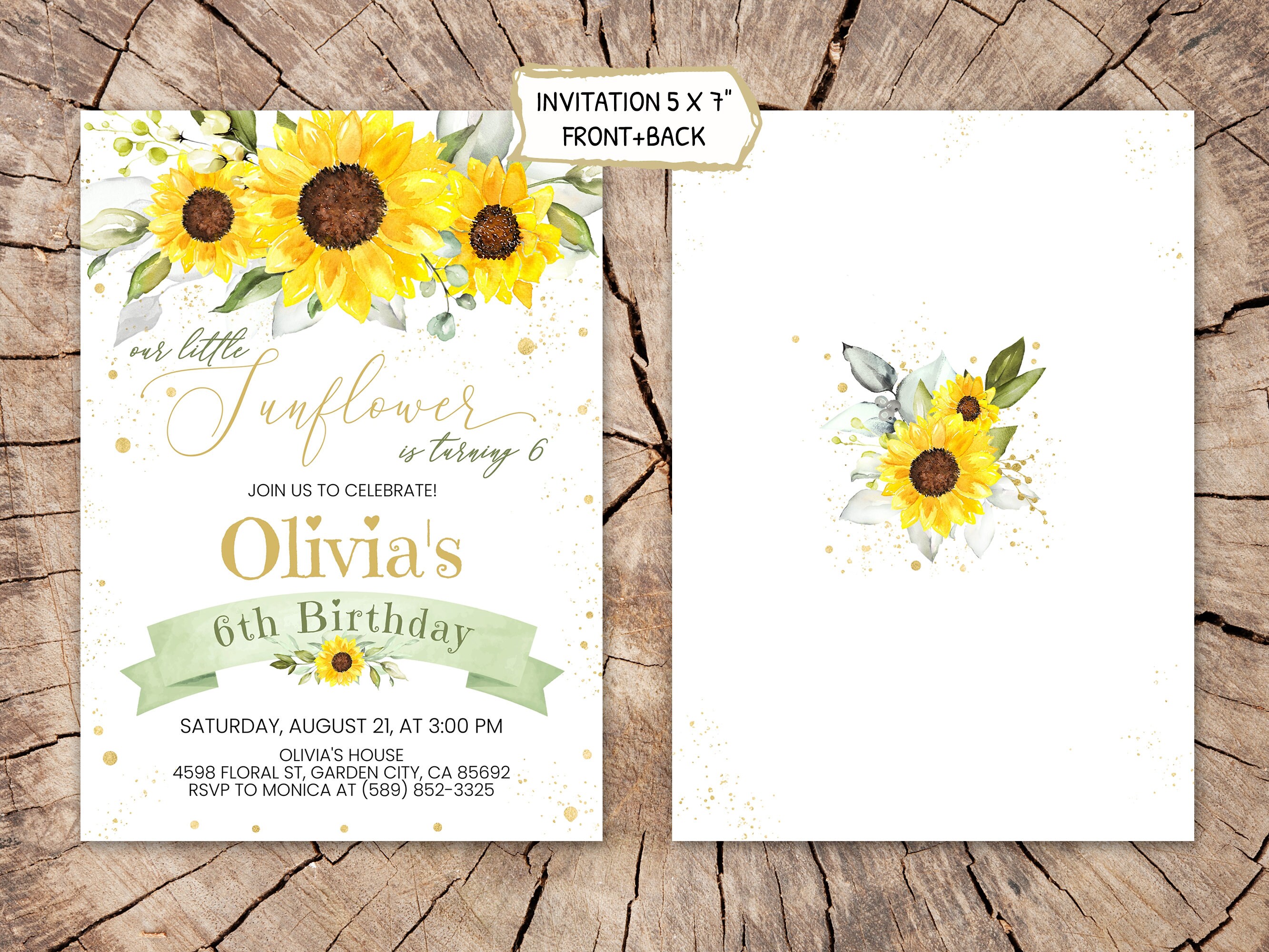 Editable Sunflower Birthday Invitation Girl Our Little - Etsy