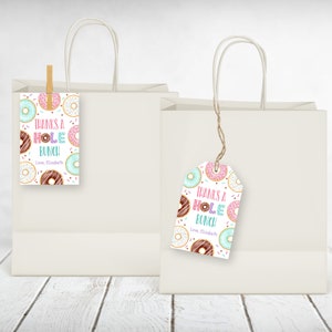 Donut Favor Tag, Donut Thank You Tag, Donut Gift Tag, Editable Donut ...