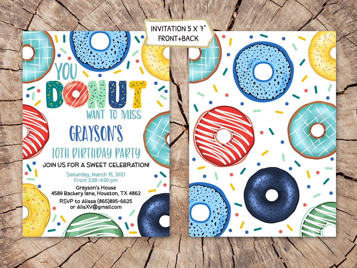 Editable Donut Birthday Invitation Donut Want to Miss - Etsy