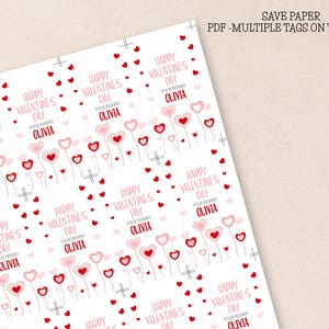 Editable Red Pink Hearts Happy Valentine's Day Gift Tag, Classroom ...