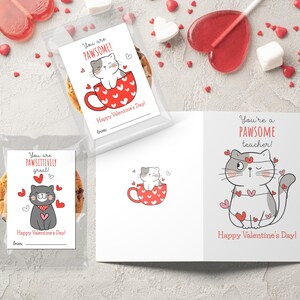 Printable Cat Valentine's Day Cards, Classroom Valentine's Day Cards ...