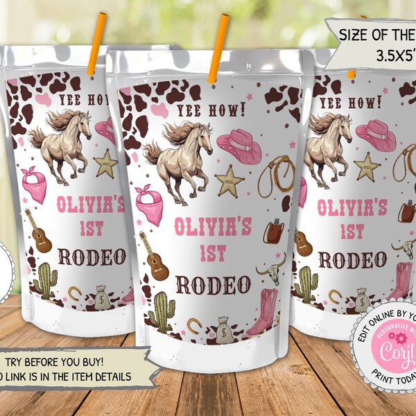 Birthday Cowgirl Juice Labels - Etsy