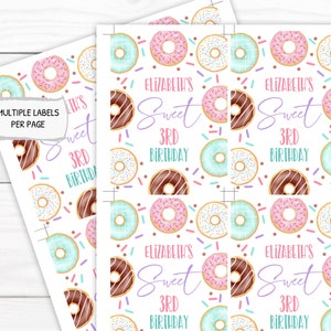 Editable Donut Juice Box Labels , Donut Birthday Party Juice Pouch ...