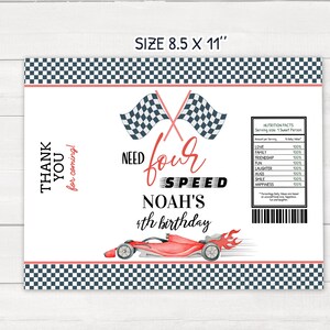 Editable Red Race Car Chip Bag, Racing Car Snacks Treat Bag, Need for ...
