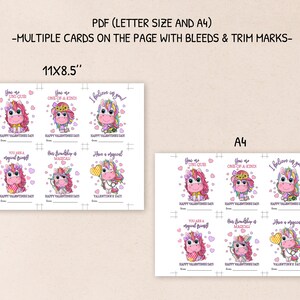 Printable Unicorn Valentine's Day Cards, Classroom Valentine's Day ...