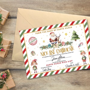 Editable Nice List Certificate, Santa Claus Official Nice List for Boys ...