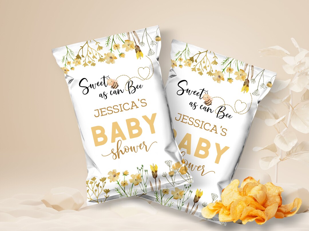 Editable Wildflower Bee Chip Bag Wrapper, Floral Bee Snack Bag, Sweet ...