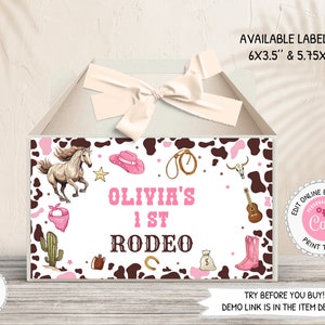 Editable My 1st Rodeo Gable Box Label, Printable Wild West Party Gift ...