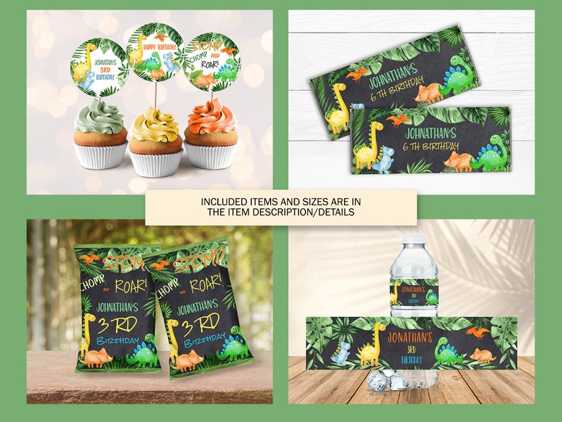 Editable Colorful Dinosaurs Any Age Birthday Bundle Printable - Etsy