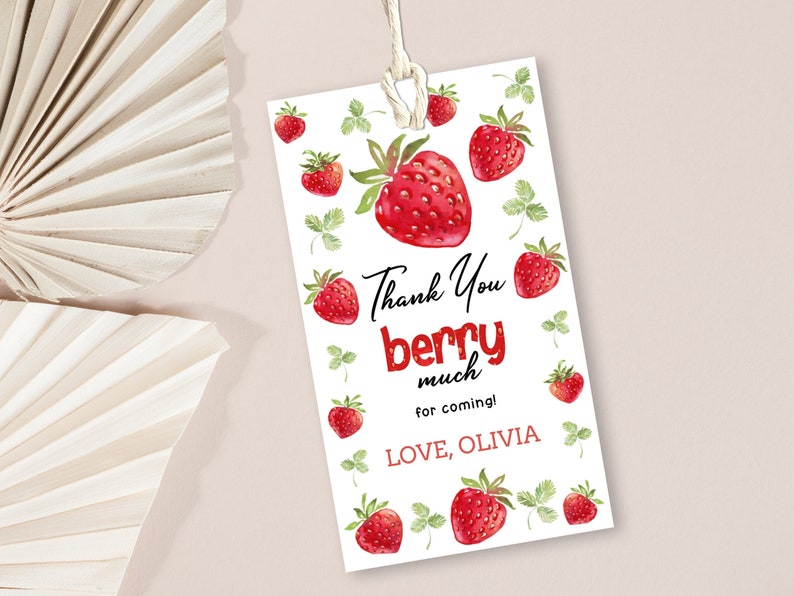 Editable Strawberry Favor Tag Summer Fruits Thank You Tag - Etsy