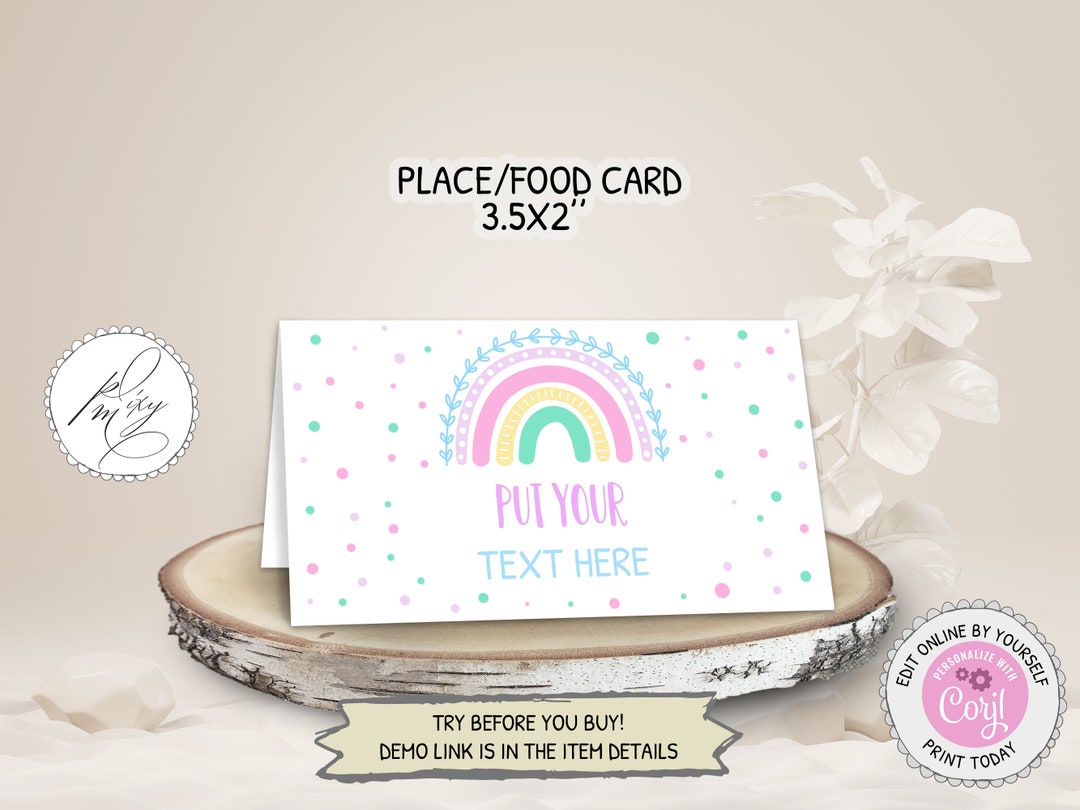 Editable Pastel Rainbow Tent Food Labels, Rainbow Birthday Party Food ...