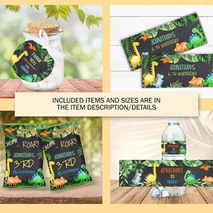 Editable Dinosaur Any Age Birthday Bundle, Printable Colorful Dinosaurs ...