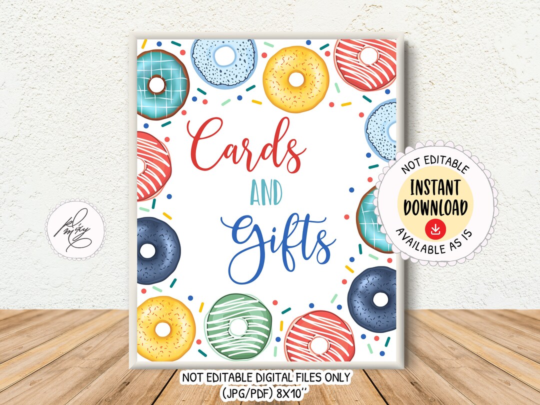 Colorful Donut Cards and Gifts Sign, Doughnut Sign Instant Download ...