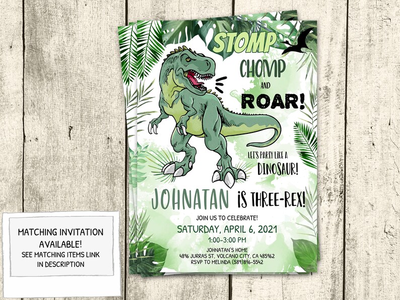 T-rex Favor Tag Dinosaur Thank You Tag Editable Birthday | Etsy