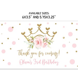 Editable Princess Gable Box Label, Pink Crown Princess Gift Box Label ...