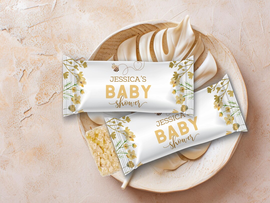 Editable Wildflower Bee Rice Krispies Treat Wrapper, Honey Bee Baby ...