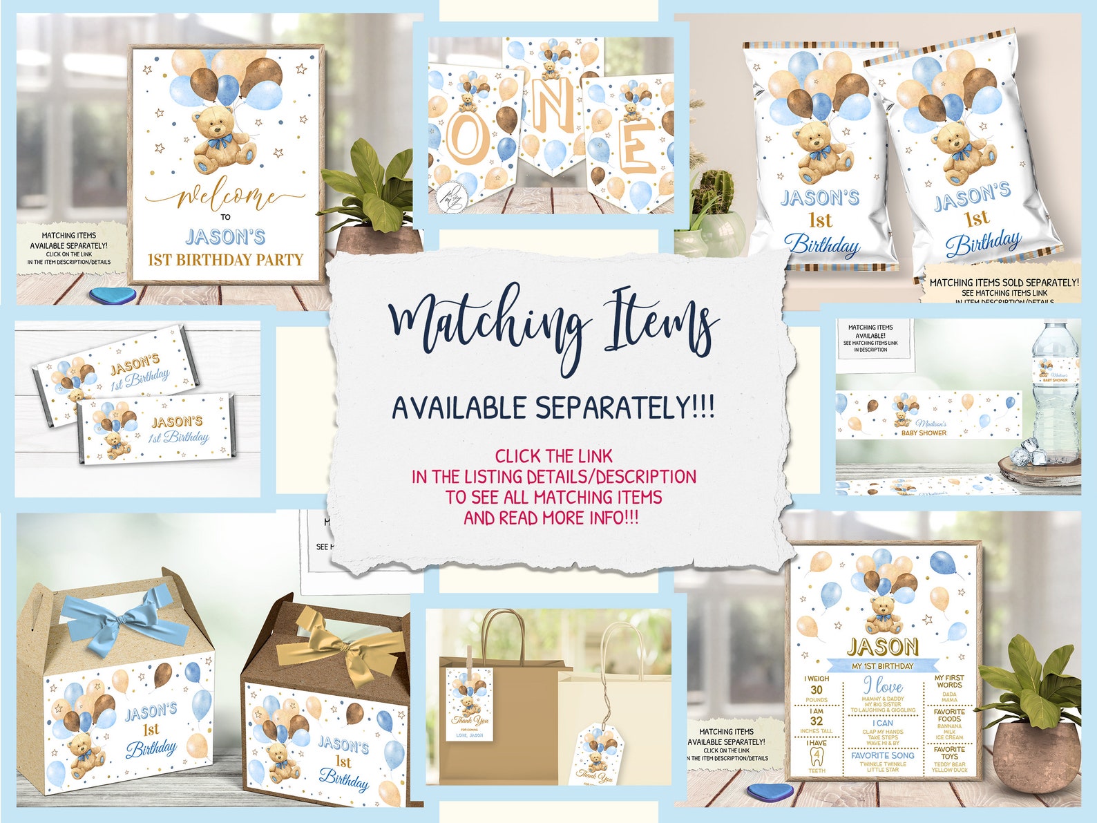 Editable Teddy Bear Chocolate Wrapper Printable Blue Teddy - Etsy