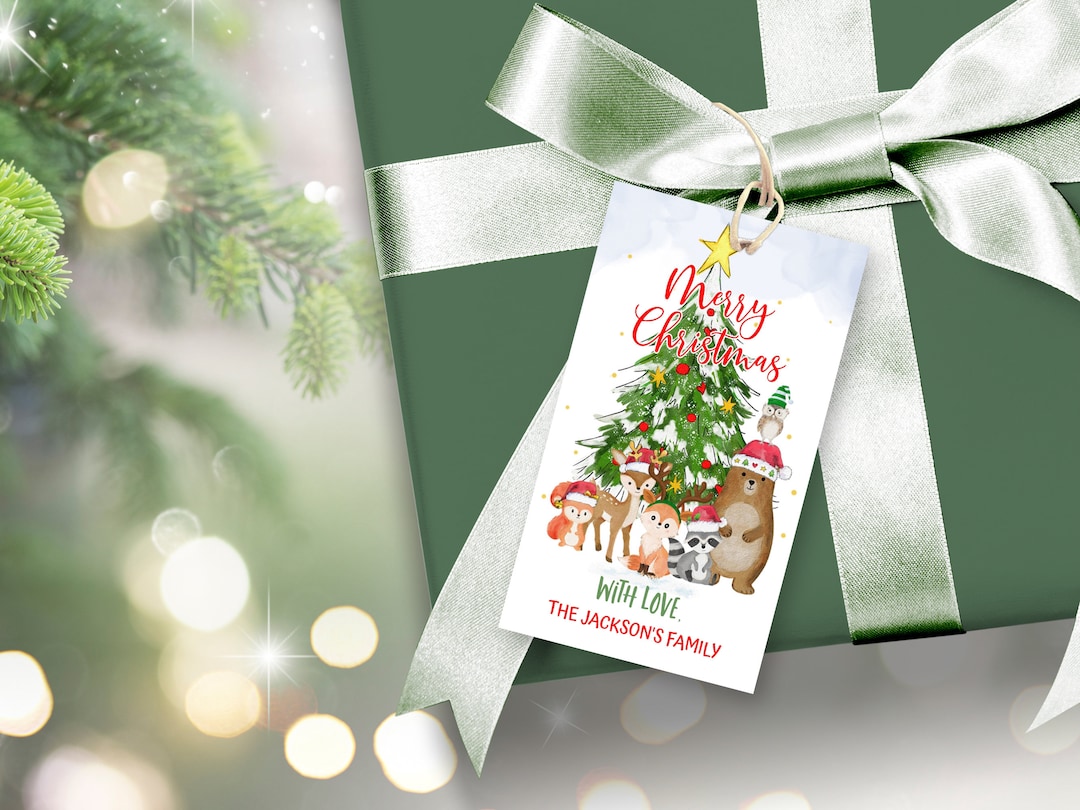 Editable Woodland Animals Christmas Gift Tag Merry Christmas - Etsy