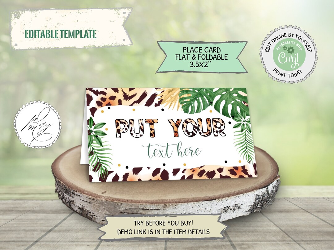 Editable Leopard Print Tent Food Labels, Safari Birthday Party Table ...