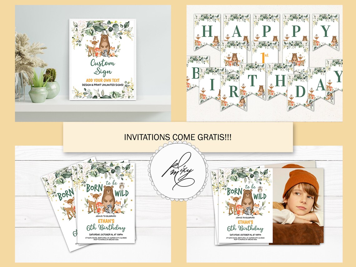 Editable Woodland Any Age Birthday Bundle Printable Forest - Etsy