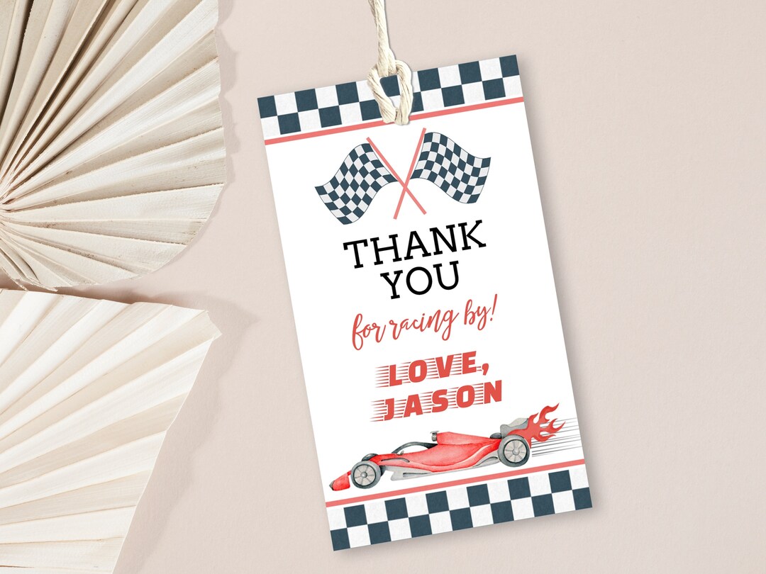 Editable Red Race Car Favor Tag, Racing Car Thank You Tag, Red Car Racing Gift Tag, Car Racing ...