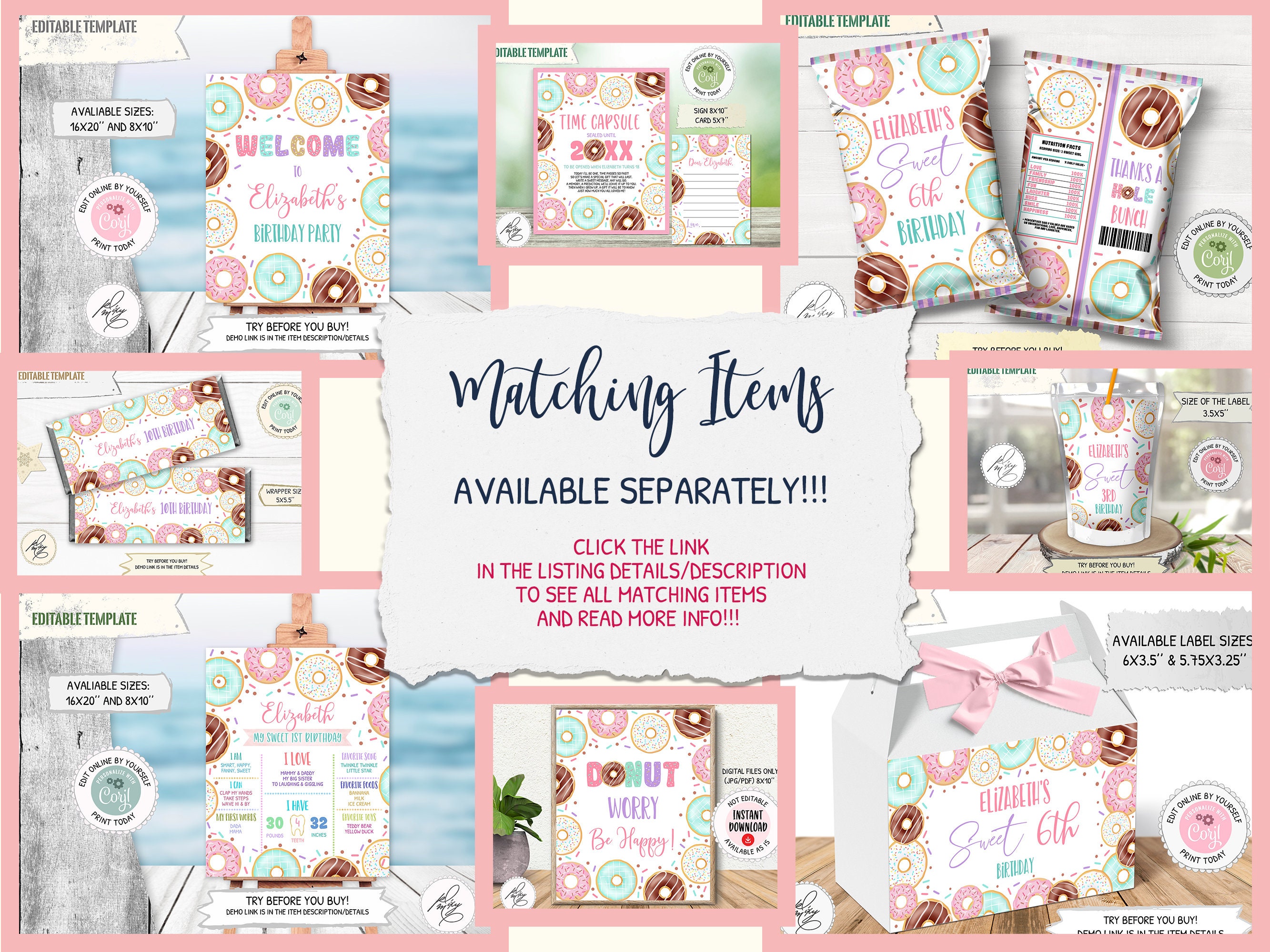 Donut Favor Tag Donuts Thank You Tag Editable Birthday Party - Etsy