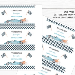 Editable Blue Race Car Gable Box Label, Printable Blue Sports Car Gift ...