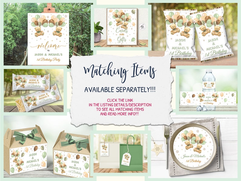 Editable Twins Teddy Bear Welcome Sign Printable Twin Boys - Etsy