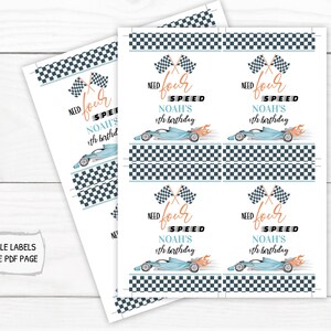 Editable Blue Race Car Juice Box Labels , Blue Car Racing 4th Birthday ...