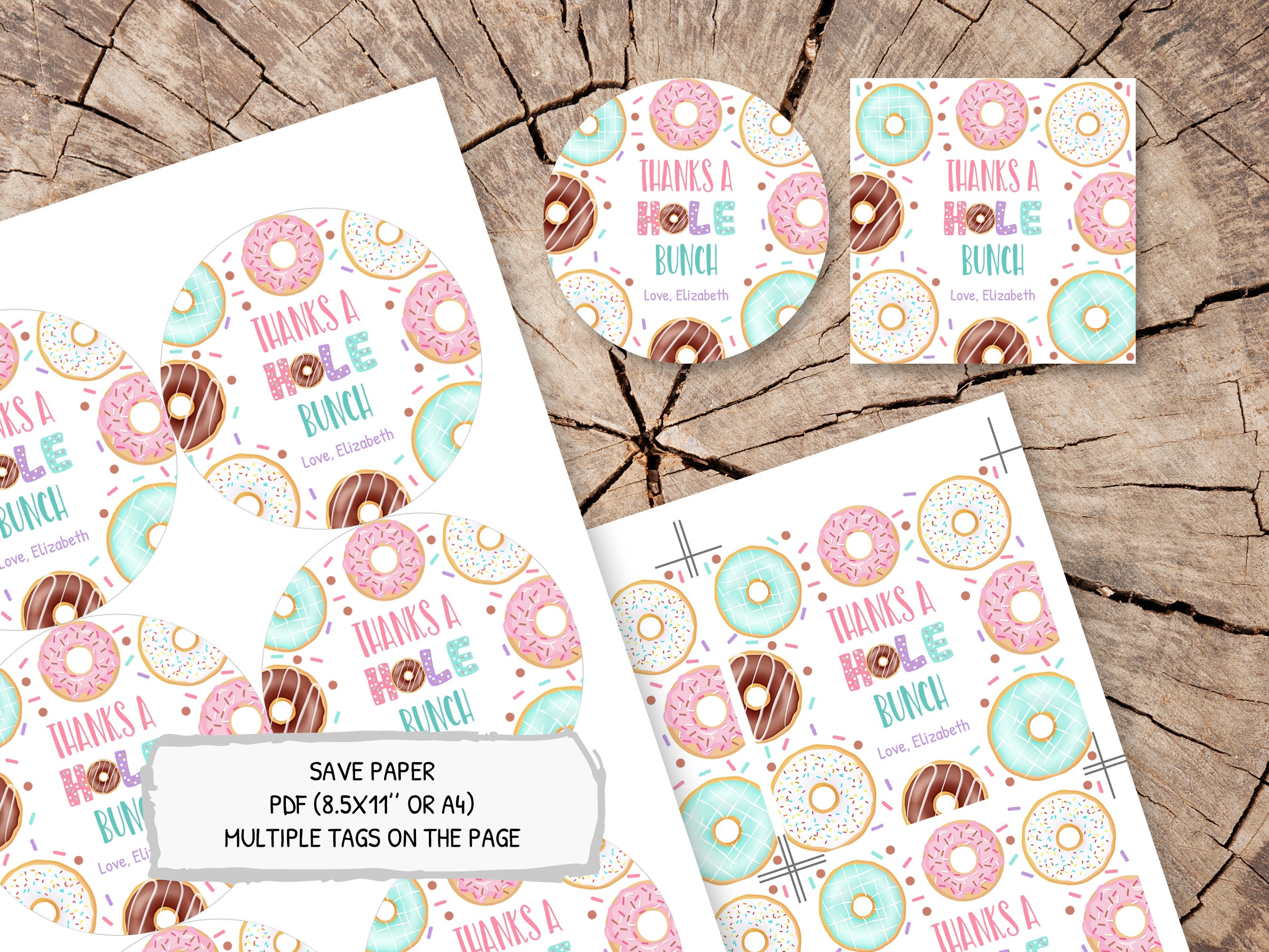 Donut Favor Tag Donuts Thank You Tag Editable Birthday Party - Etsy