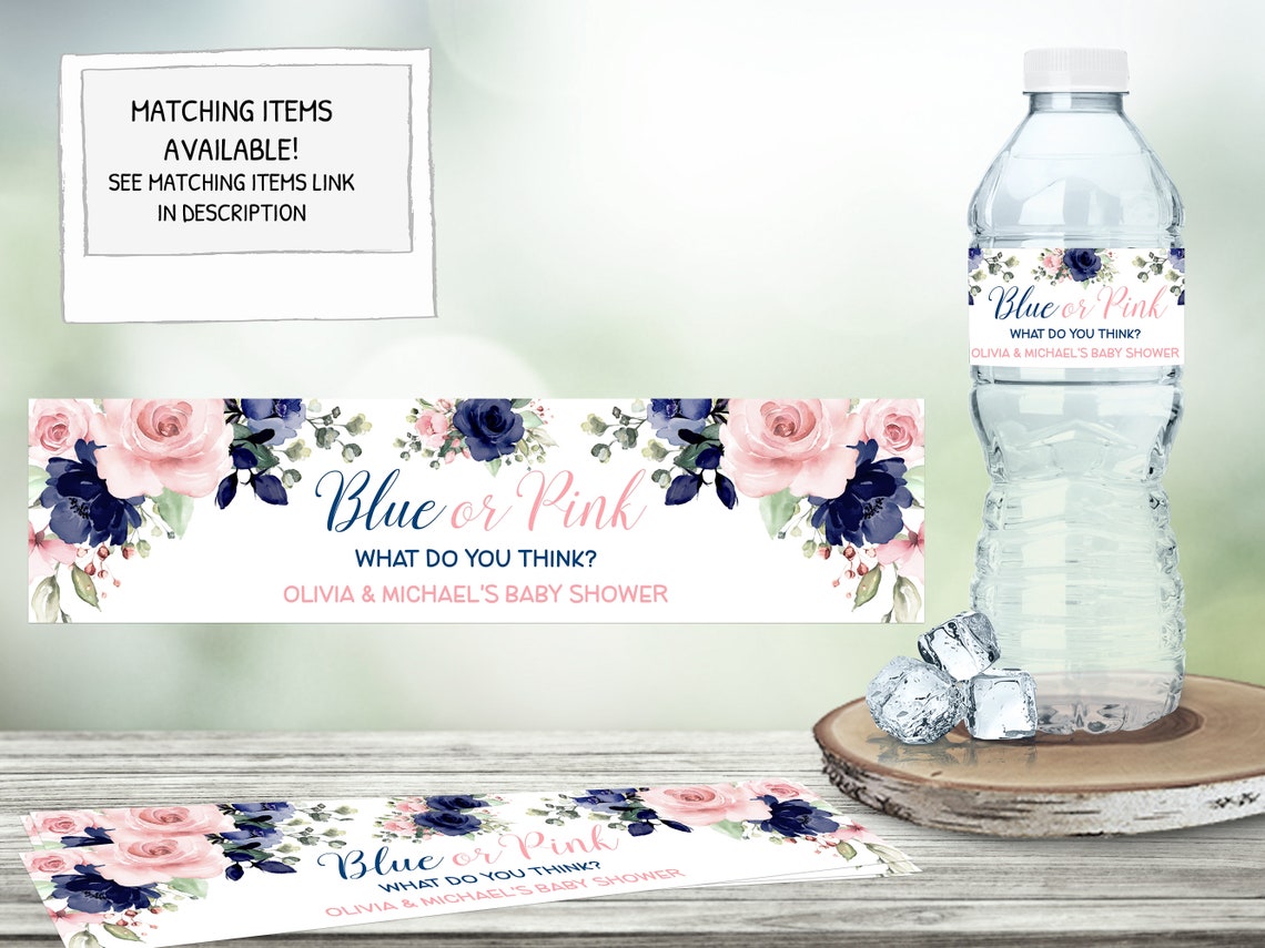 Editable Pale Pink & Navy Blue Custom Sign Baby Shower Party | Etsy