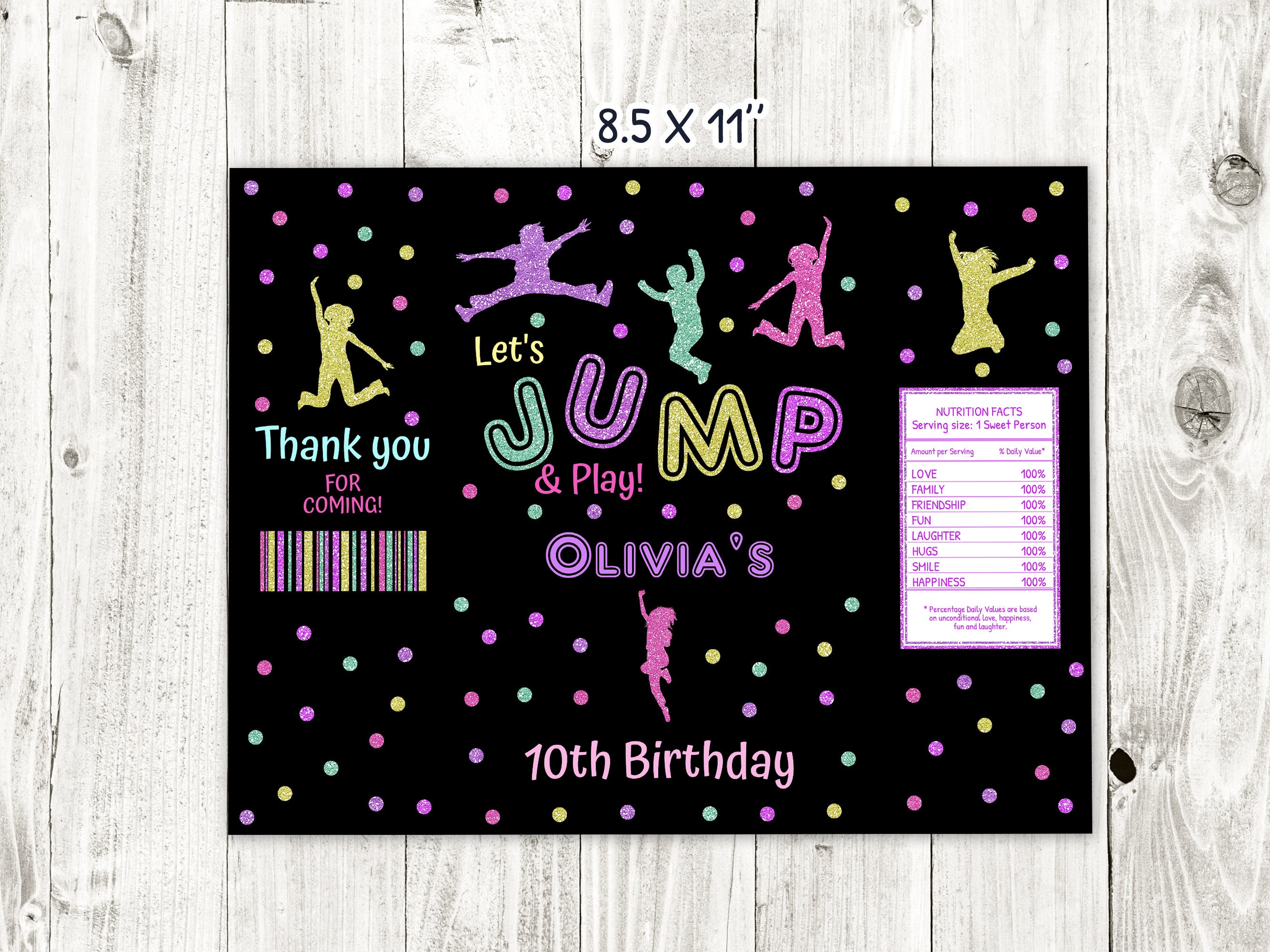 Editable Jump Chip Bag Template Snacks Treat Bag Wrapper - Etsy México
