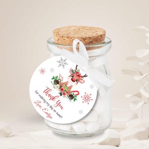Editable Reindeer Favor Tag, Christmas Thank You Tag, Winter Gift Tag ...