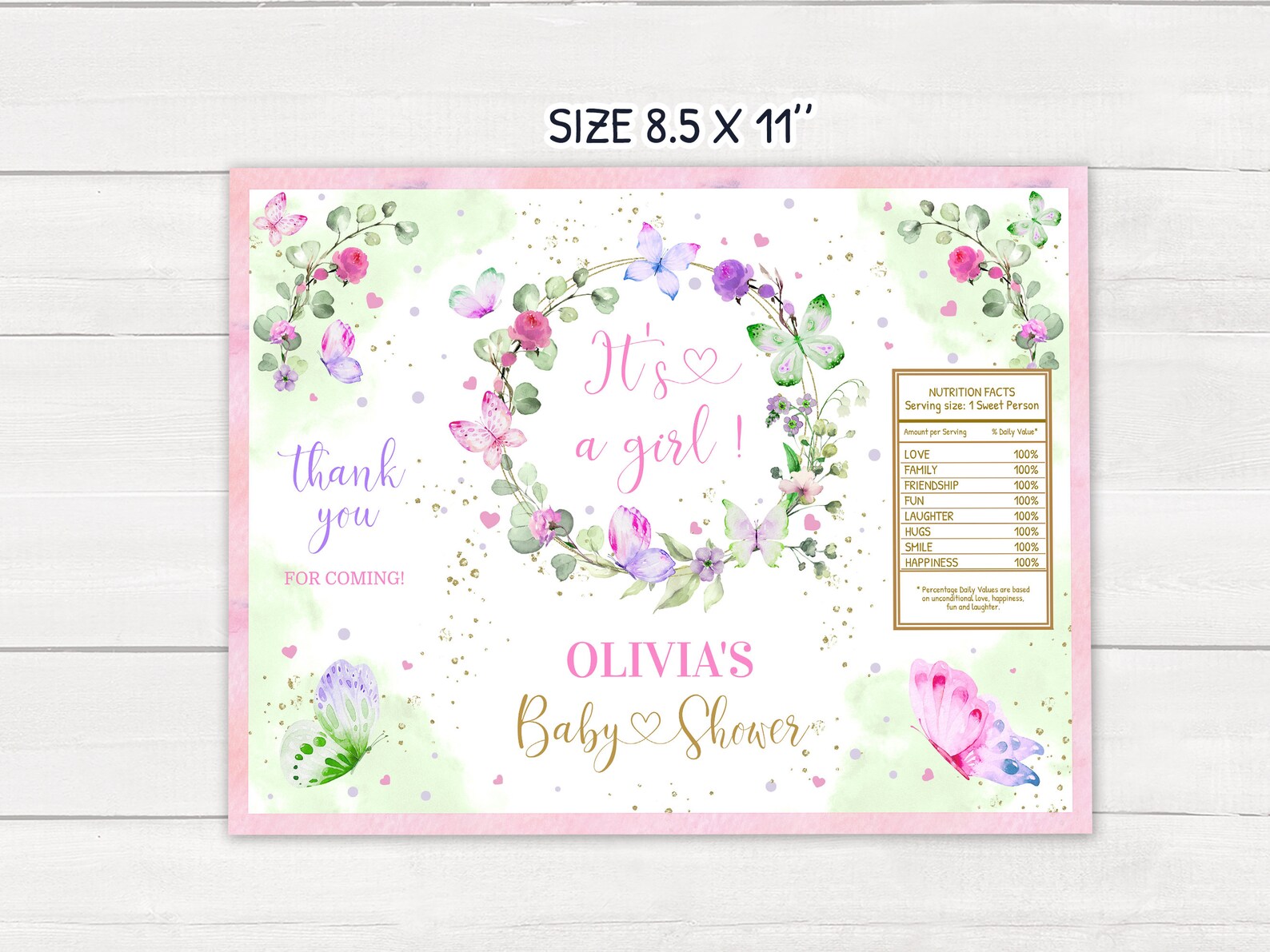 Editable Butterfly Chip Bag Template Pink & Purple Floral - Etsy