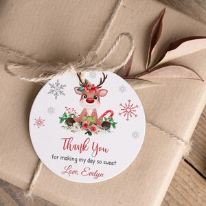 Editable Reindeer Favor Tag, Christmas Thank You Tag, Winter Gift Tag ...
