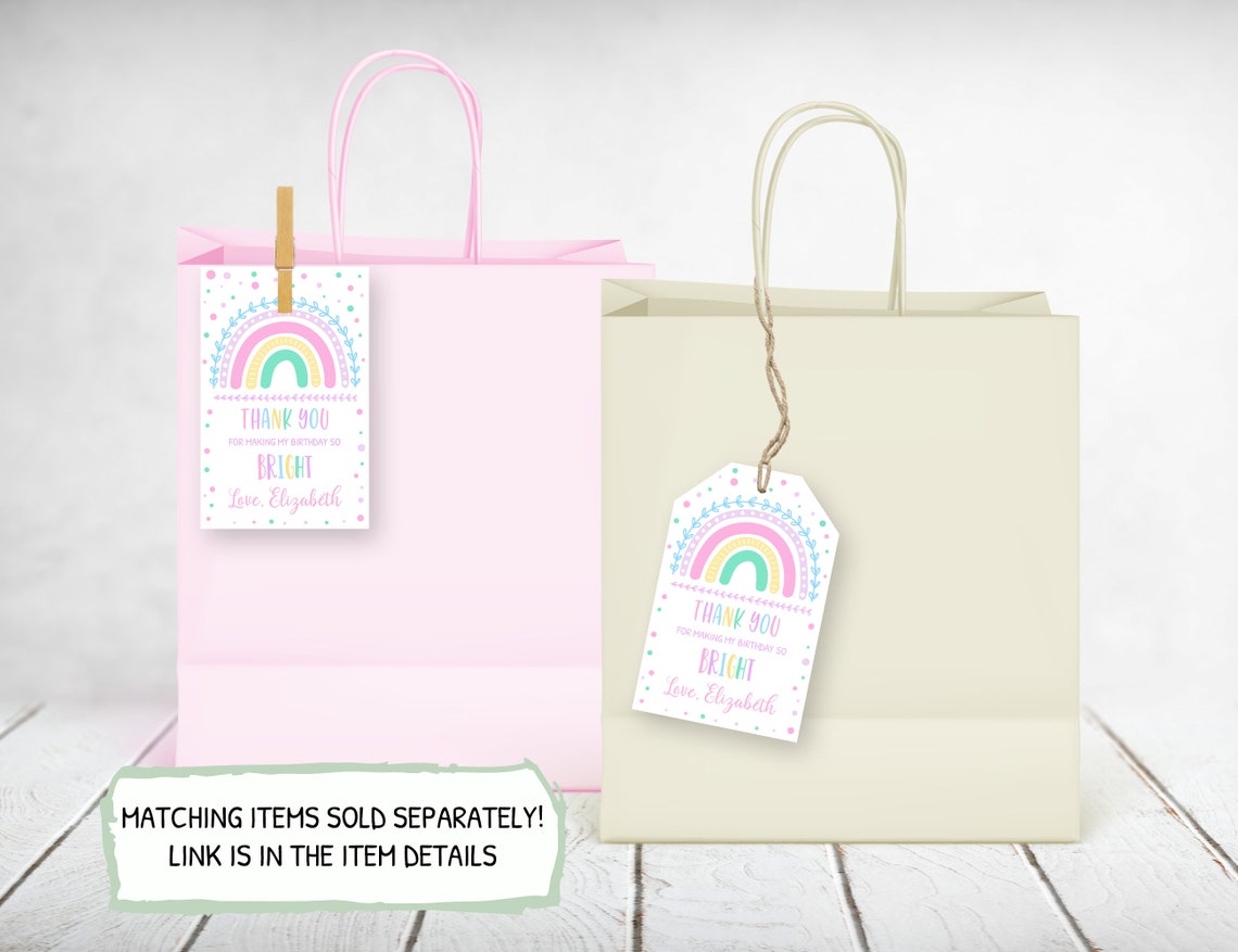 Rainbow Treat Bag Topper Editable Pastel Rainbow Bag Topper | Etsy