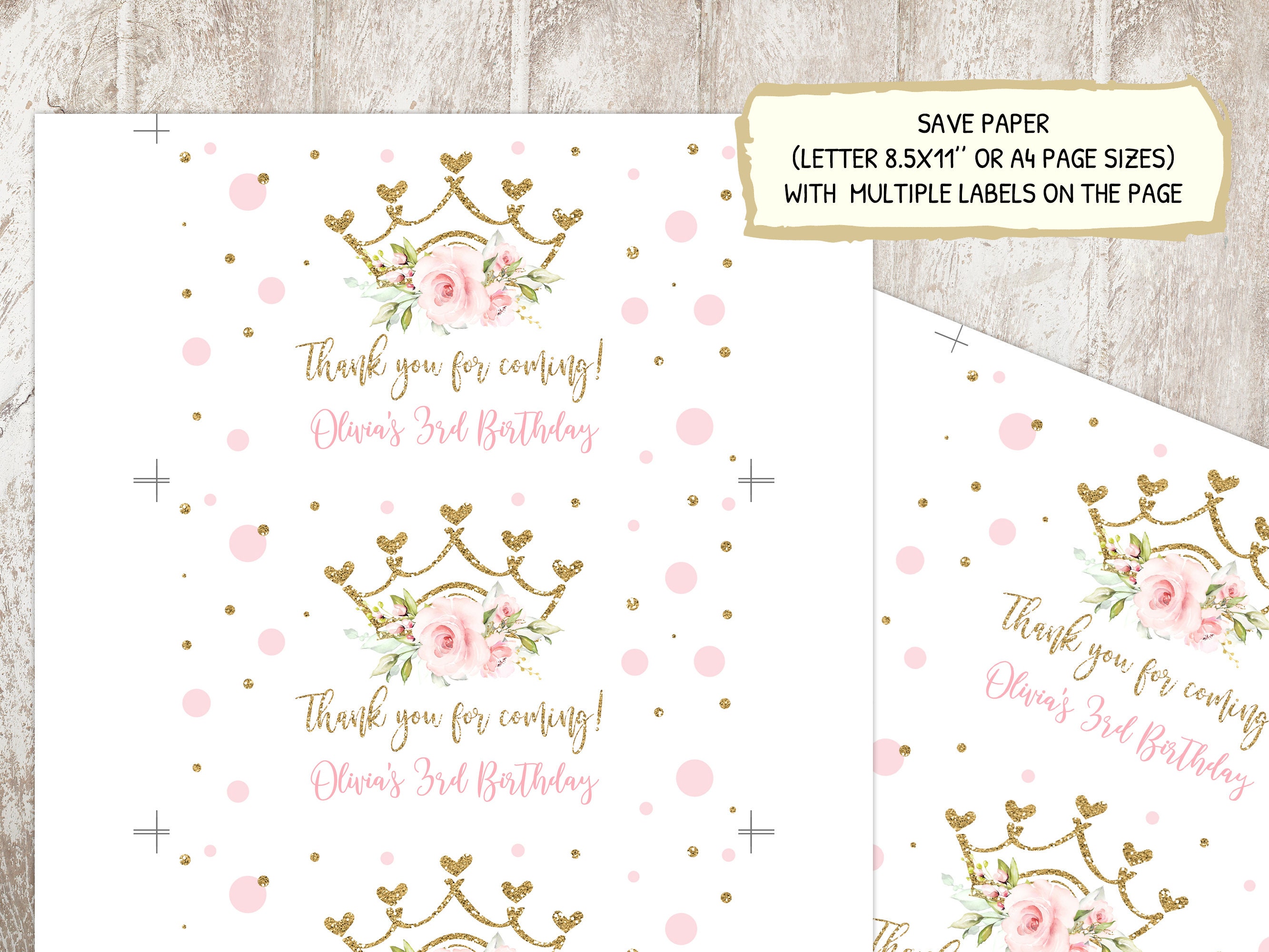 Editable Princess Gable Box Label Pink Crown Princess Gift - Etsy