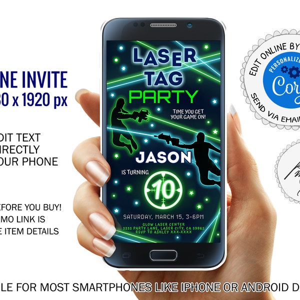 Laser Tag Invites - Etsy